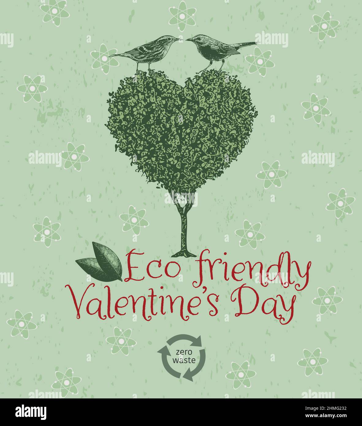 Eco friendly greeting card valentine's day. Vector, zero waste Stock ...