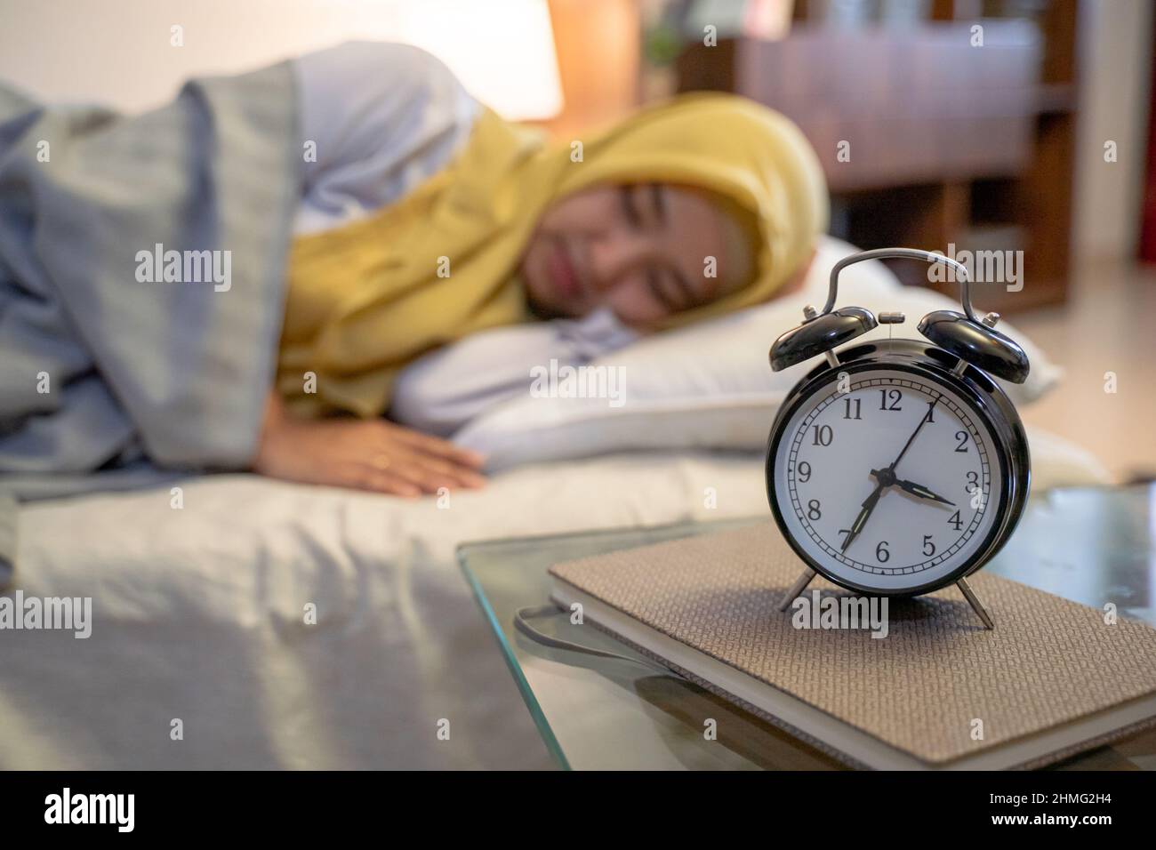 beautiful sleeping muslim woman in the bed Stock Photo - Alamy