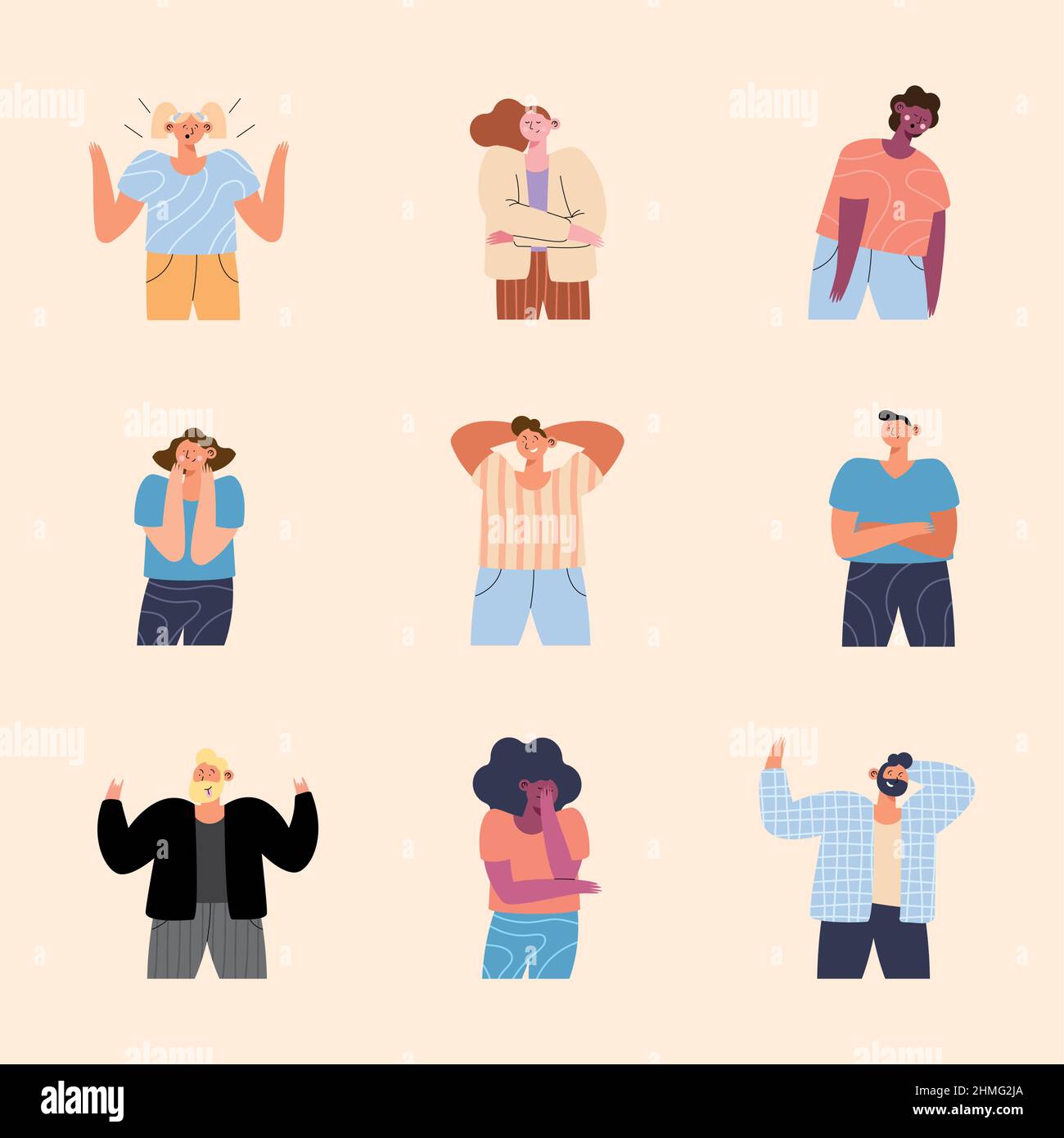 nine people gestures characters group Stock Vector Image & Art - Alamy