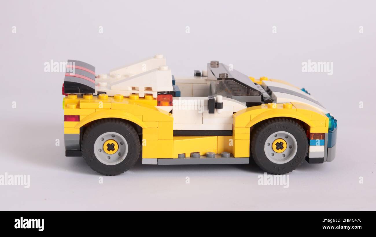 creating making sport car from brick Stock Photo - Alamy