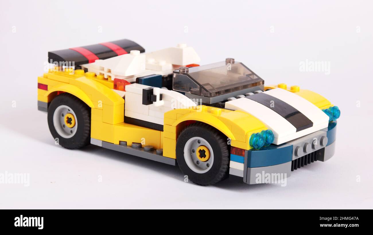 creating making sport car from brick Stock Photo - Alamy