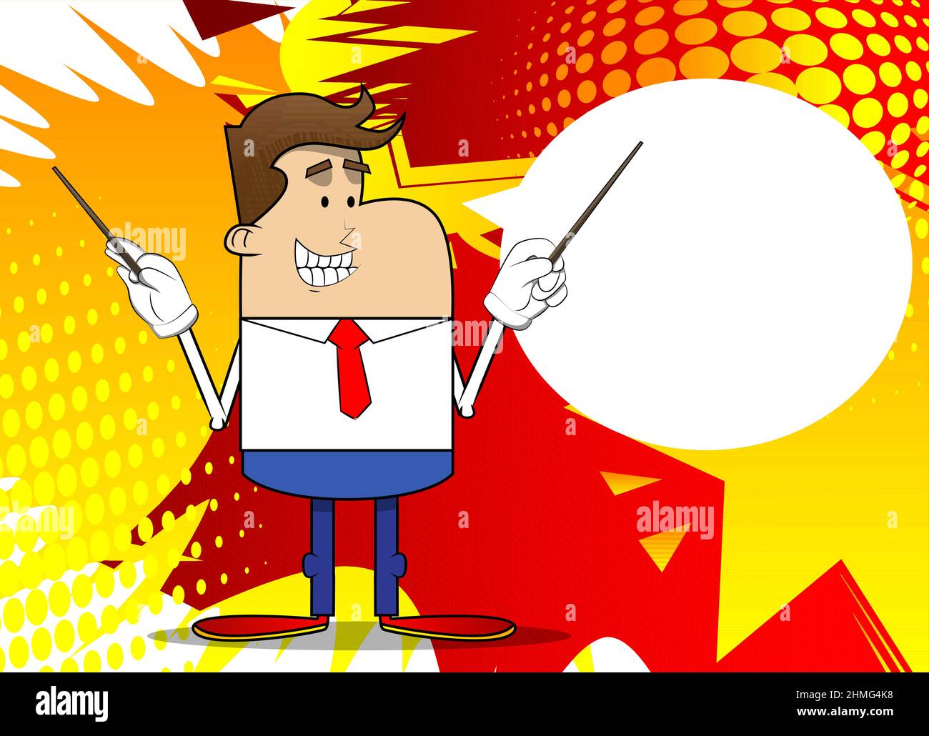 Simple retro cartoon of a businessman orchestra conductor. Professional ...