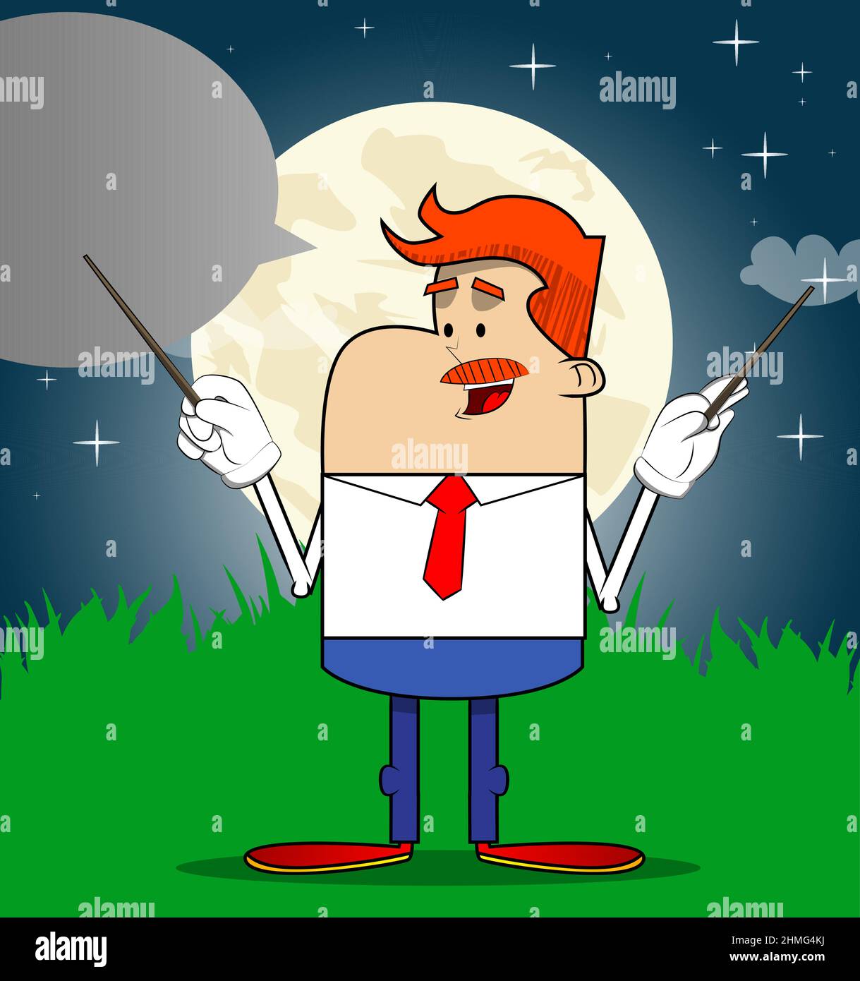 Simple retro cartoon of a businessman orchestra conductor. Professional ...