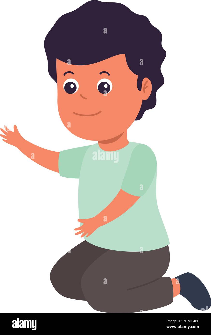 cute boy kneeling Stock Vector Image & Art - Alamy