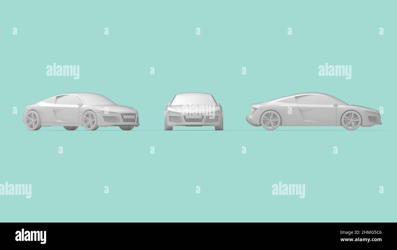 3D rendering of a luxury sedan sports race car blank template model ...