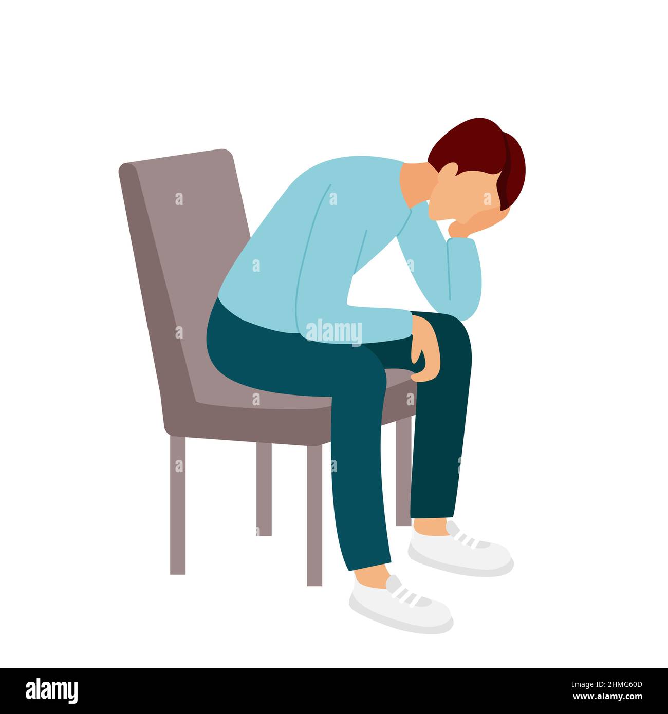 Young man sad head hand Stock Vector Images - Alamy