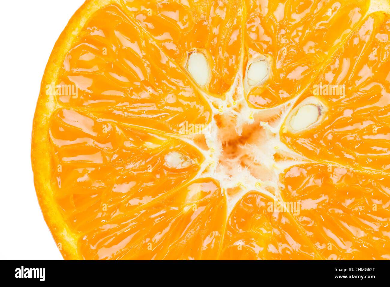 Orange slice (half) isolated on white background Stock Photo - Alamy