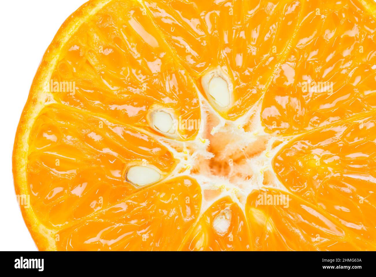 Orange slice (half) isolated on white background Stock Photo - Alamy