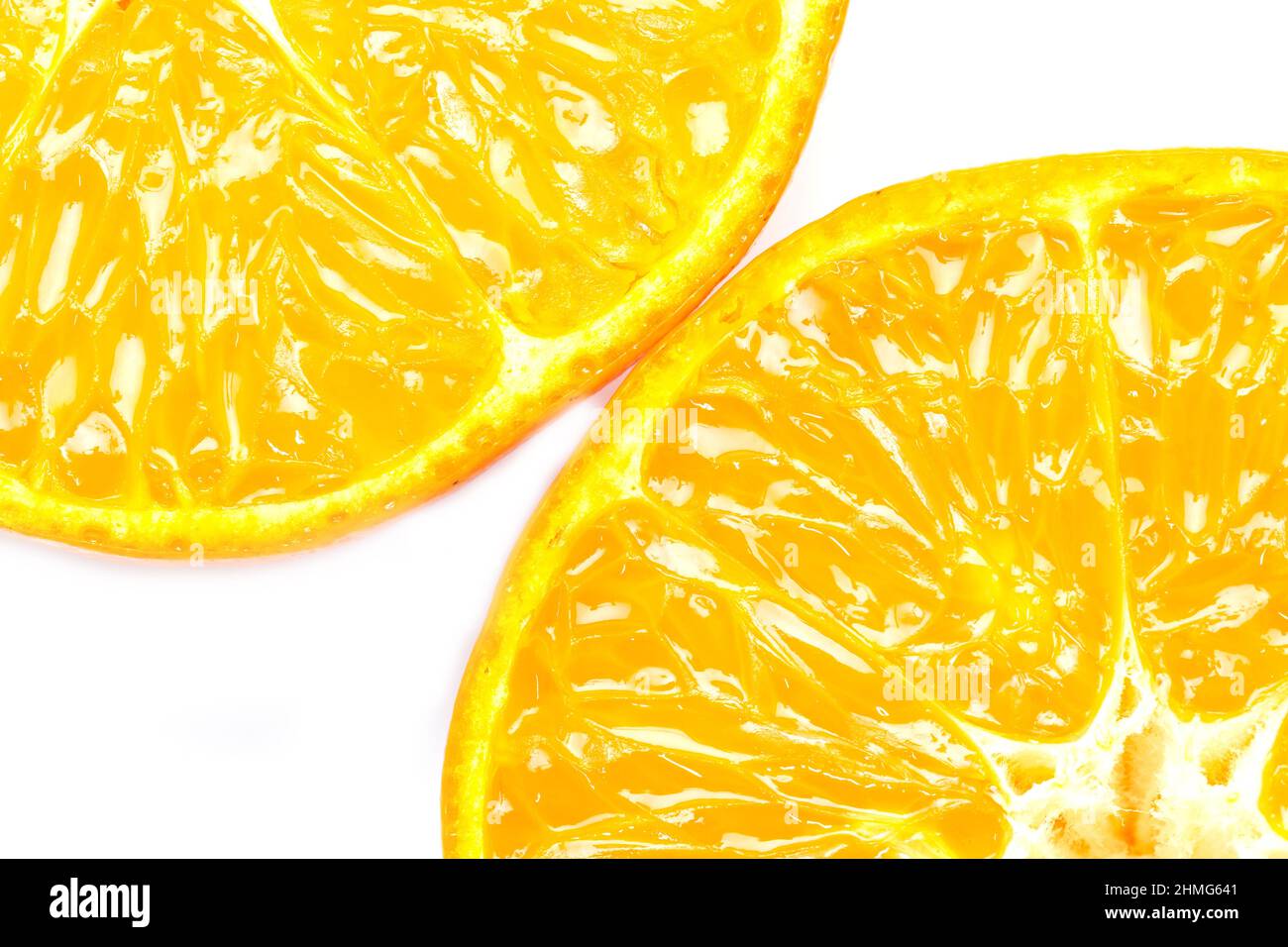 Orange slice (half) isolated on white background Stock Photo - Alamy