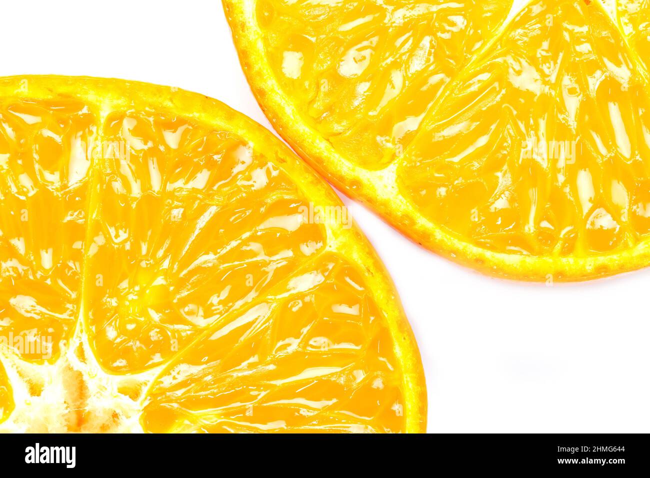 Orange slice (half) isolated on white background Stock Photo - Alamy