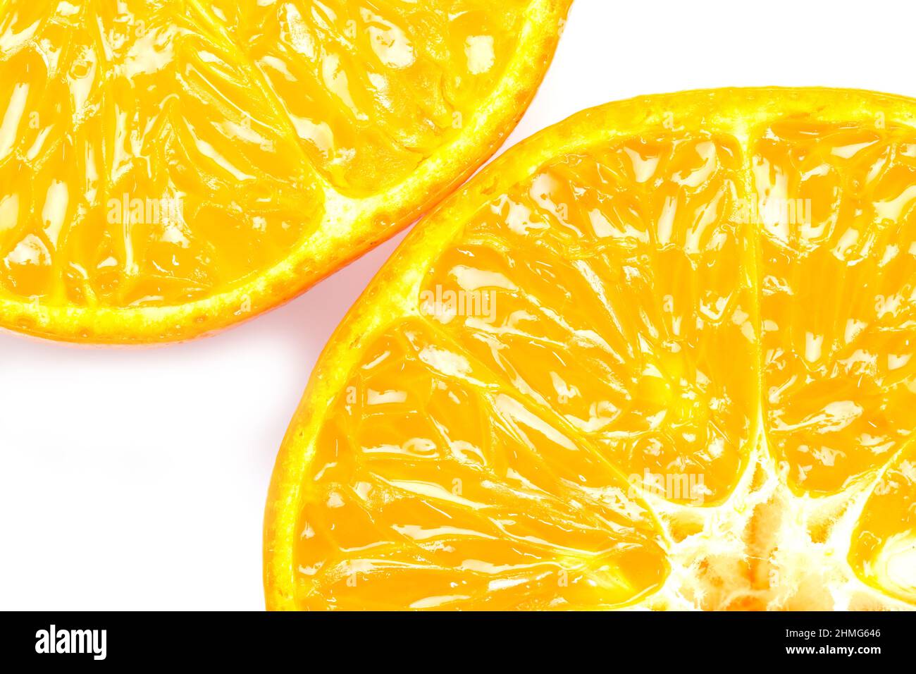 Orange slice (half) isolated on white background Stock Photo - Alamy