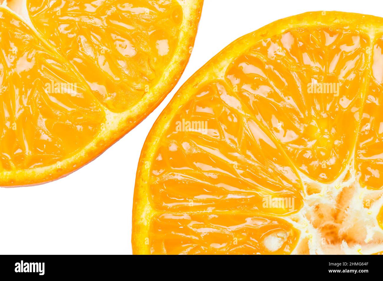Orange slice (half) isolated on white background Stock Photo - Alamy