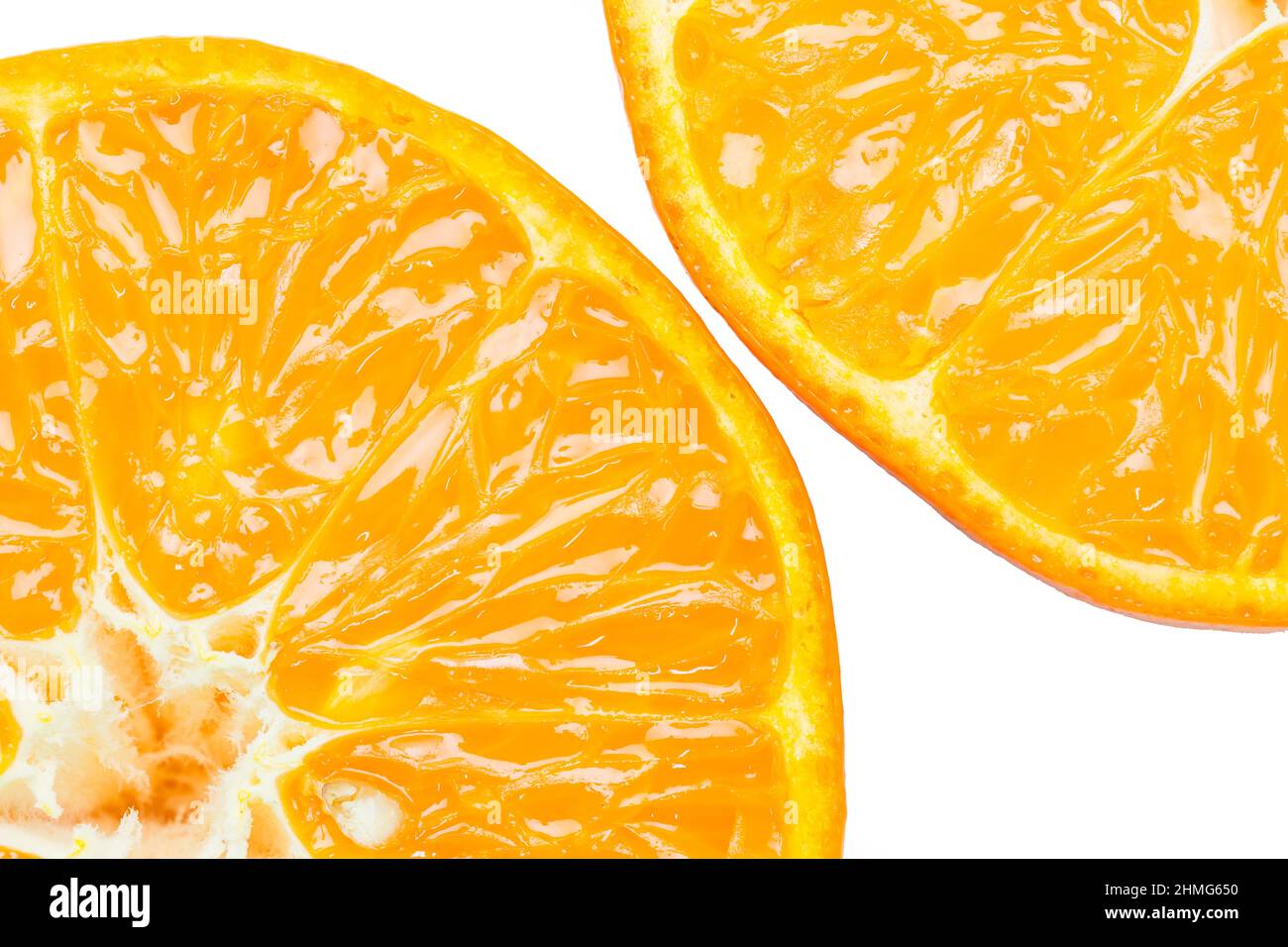 Orange slice (half) isolated on white background Stock Photo - Alamy