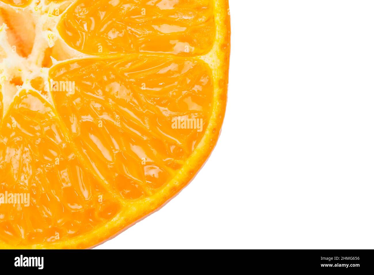 Orange slice (half) isolated on white background Stock Photo - Alamy