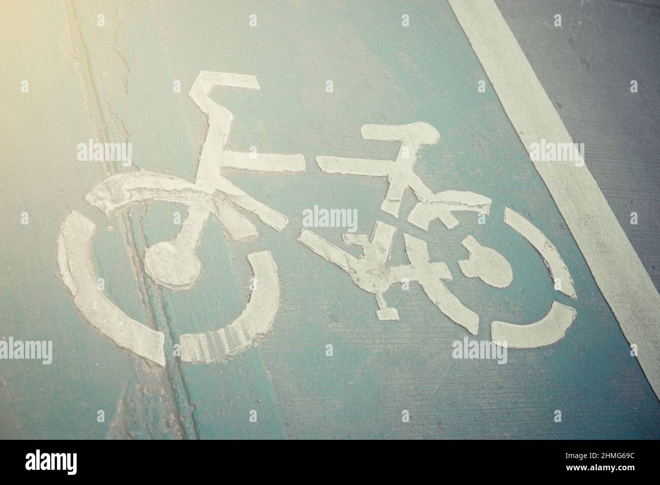 Sign bike lane road for bicycles background Stock Photo - Alamy