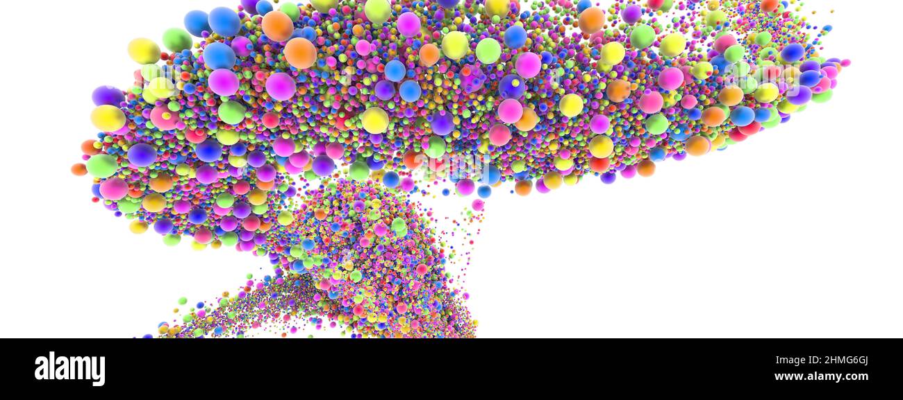 Abstract art with surreal growing explosion wavy smoke cloud splash ...