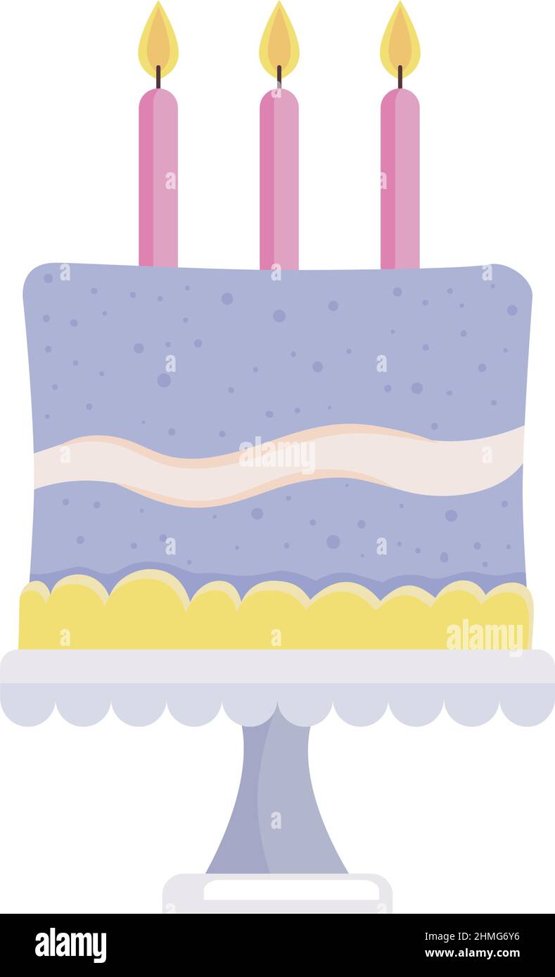 birthday cake with three candles Stock Vector Image & Art - Alamy