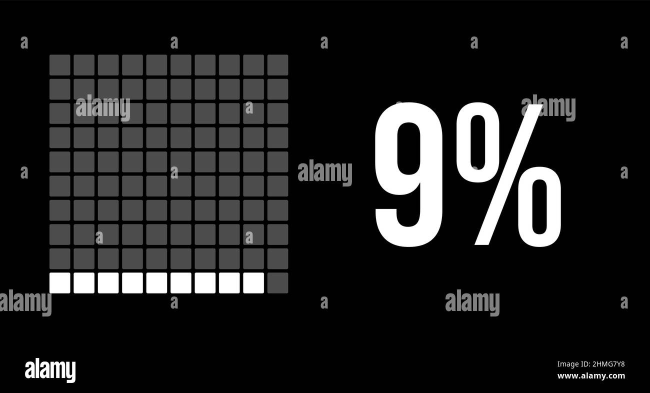 9 percent diagram, nine percentage vector infographic. Rounded ...
