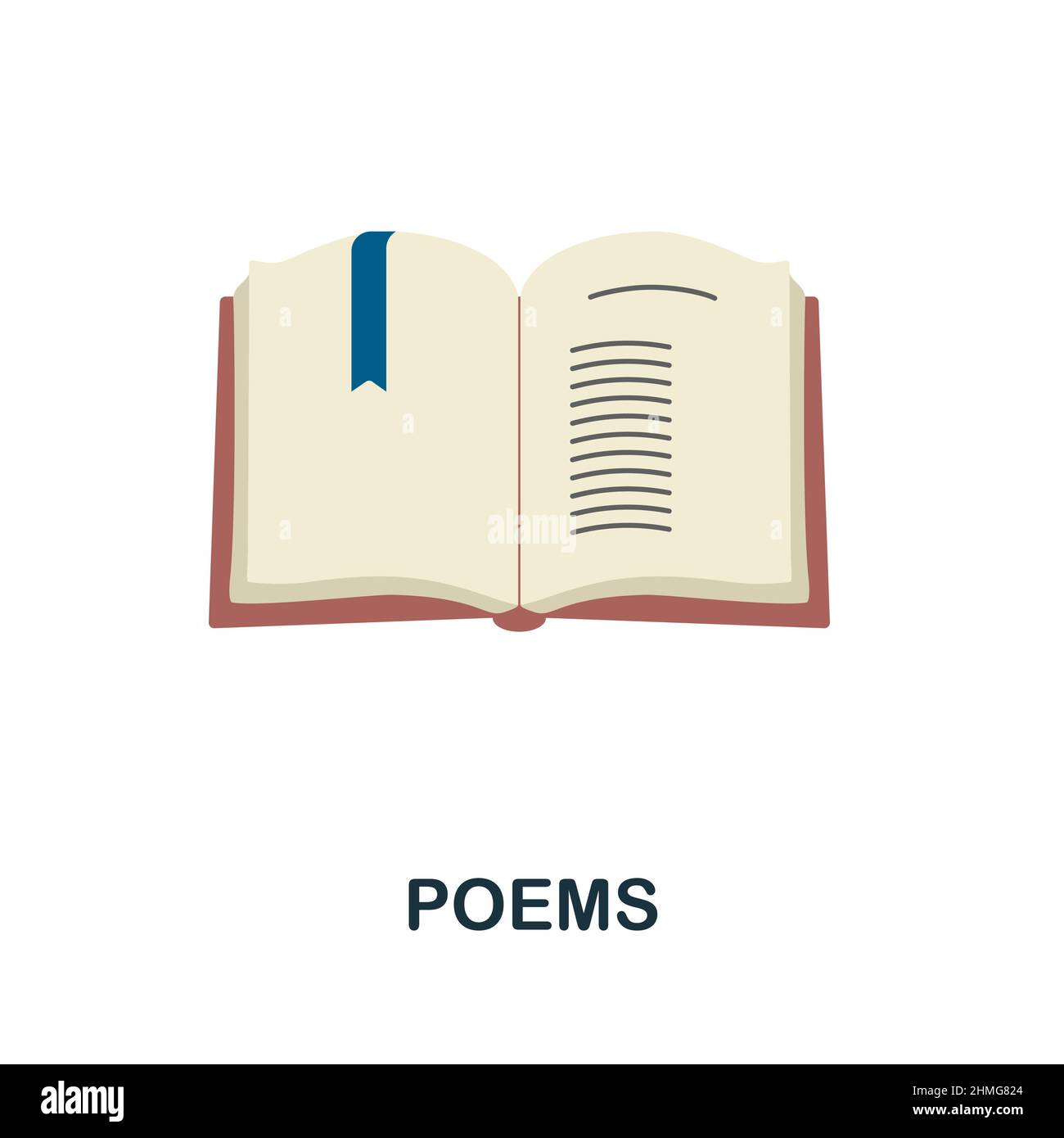 Poems flat icon. Colored element sign from books collection. Flat Poems icon sign for web design ...