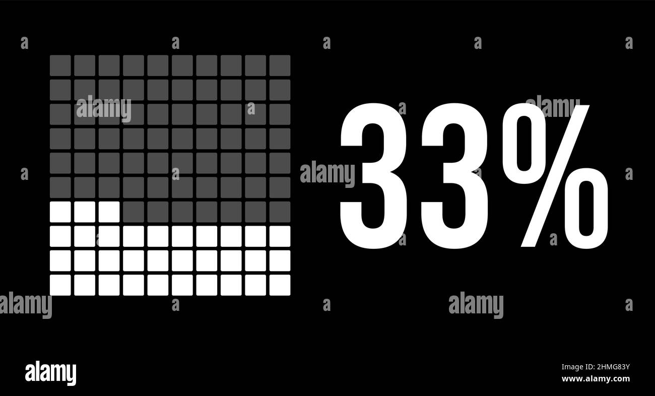 33 percent diagram, thirty-three percentage vector infographic. Rounded ...