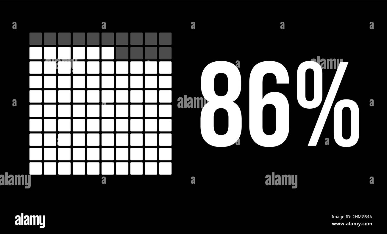 86 percent diagram, eighty-six percentage vector infographic. Rounded ...