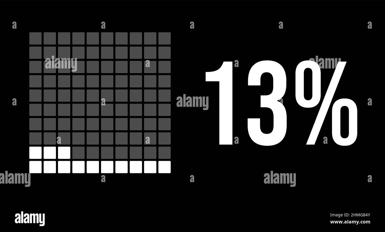 13 percent diagram, thirteen percentage vector infographic. Rounded ...