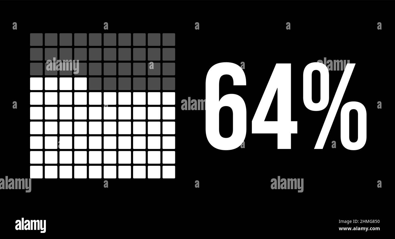 64 percent diagram, sixty-four percentage vector infographic. Rounded ...