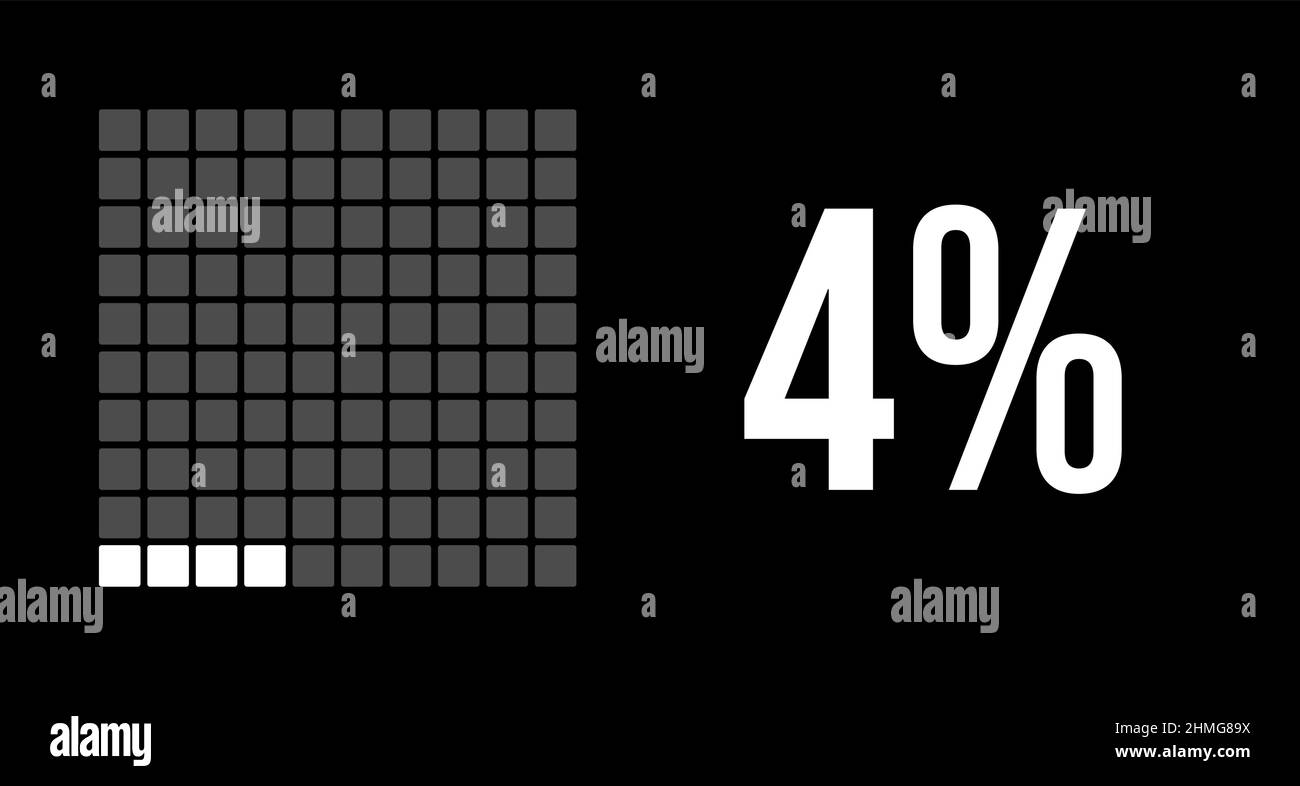 4 percent diagram, four percentage vector infographic. Rounded ...