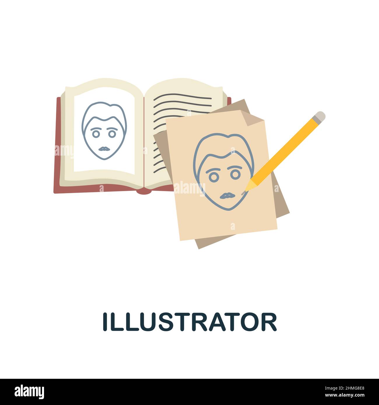 Illustrator flat icon. Colored element sign from books collection. Flat ...