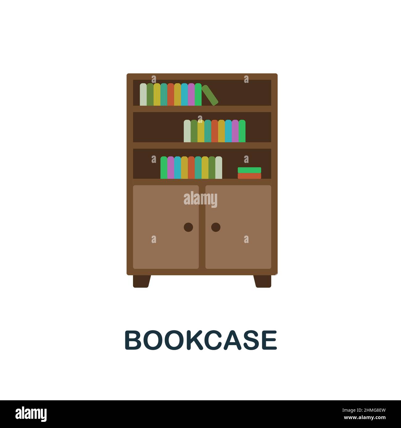 Bookcase flat icon. Colored element sign from books collection. Flat ...