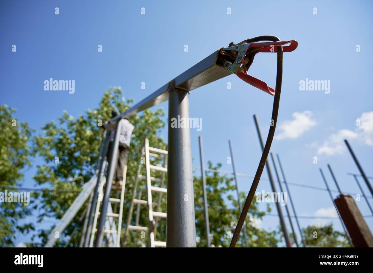 Close up of supporting structure for photovoltaic solar panel with ...