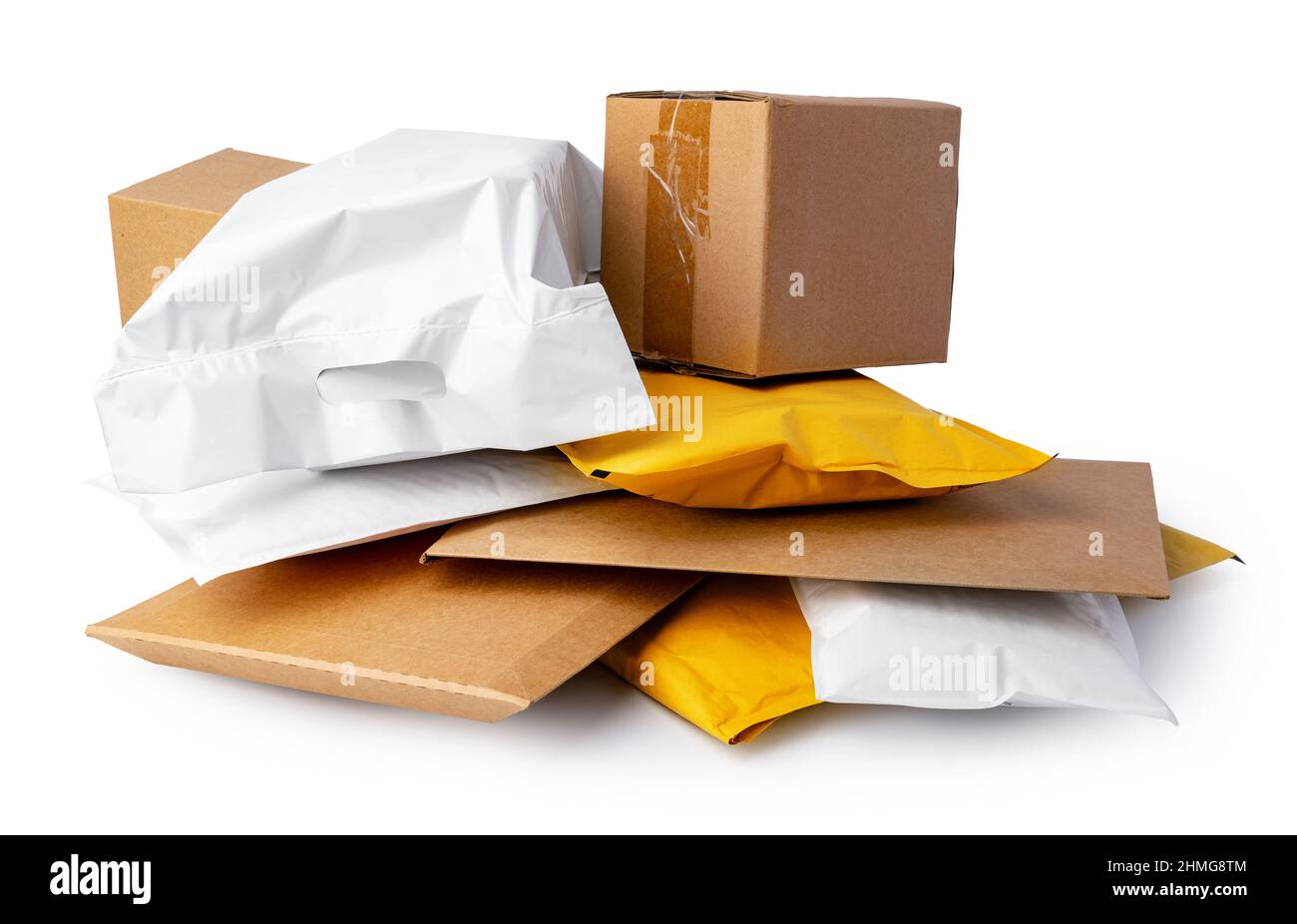 Stack of envelopes on white background Stock Photo - Alamy