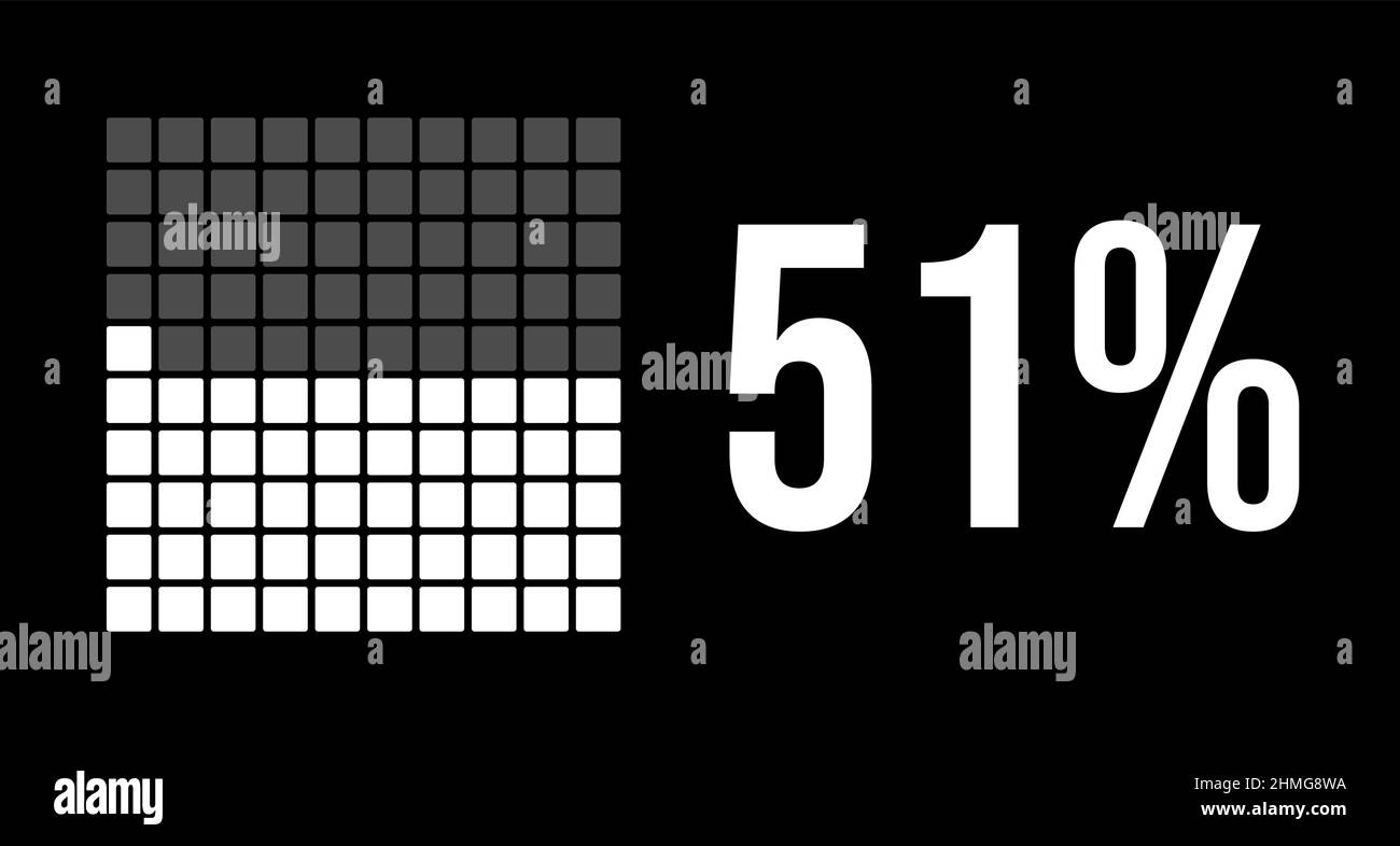 51 percent diagram, fifty-one percentage vector infographic. Rounded ...