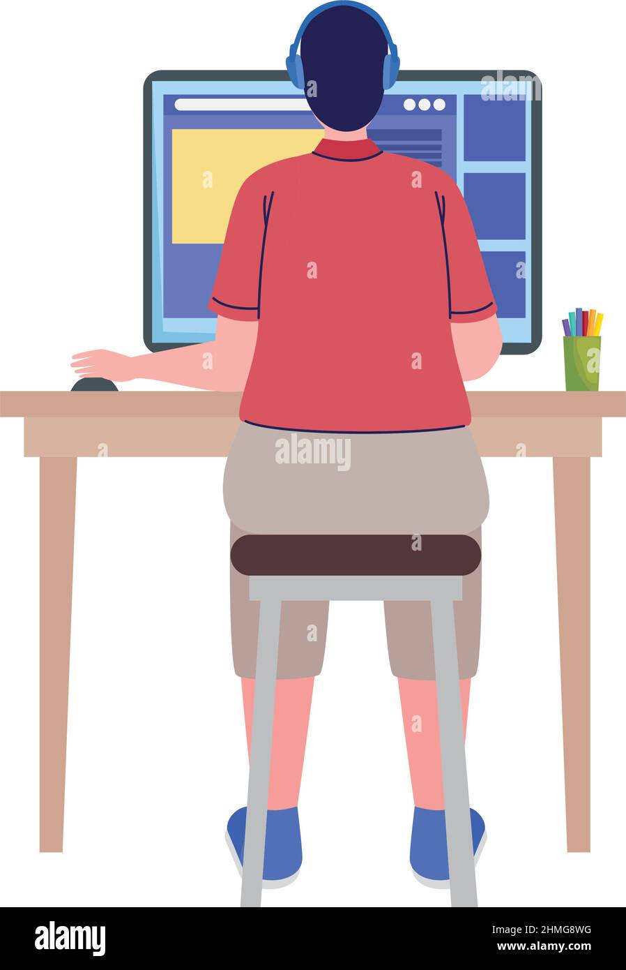 man back using computer Stock Vector Image & Art - Alamy