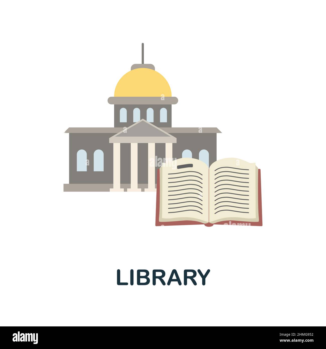 Library flat icon. Colored element sign from books collection. Flat ...