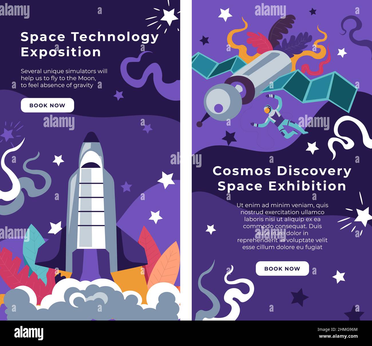 Space technology exposition in museum website Stock Vector Image & Art ...