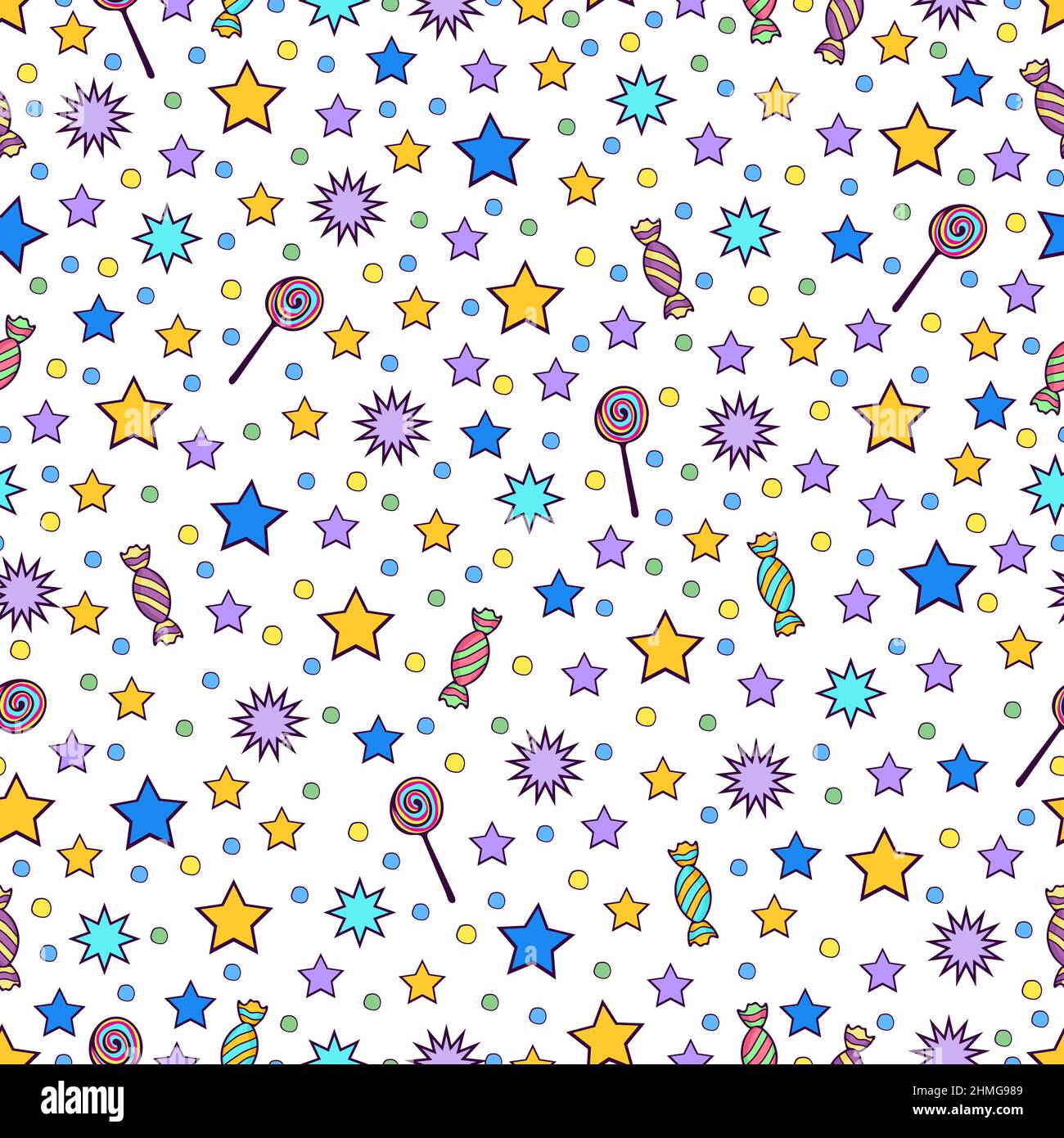 Cartoon seamless pattern, colorful background of colorful stars ...