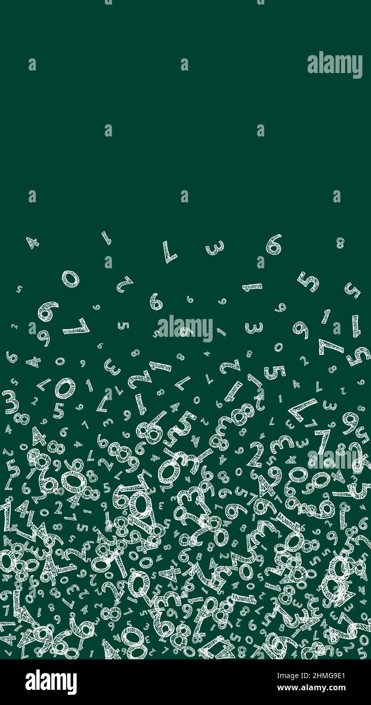 Falling childish chalk numbers. Math study concept with flying digits ...