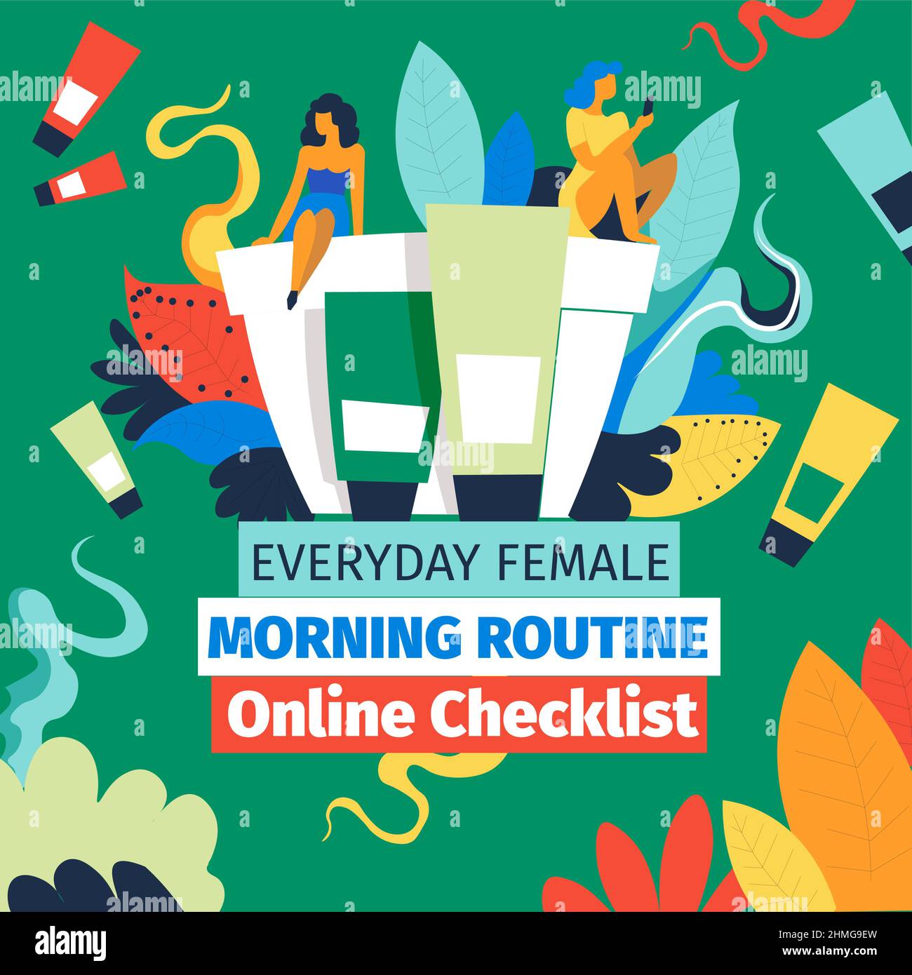 Everyday female morning routine online checklist Stock Vector Image ...