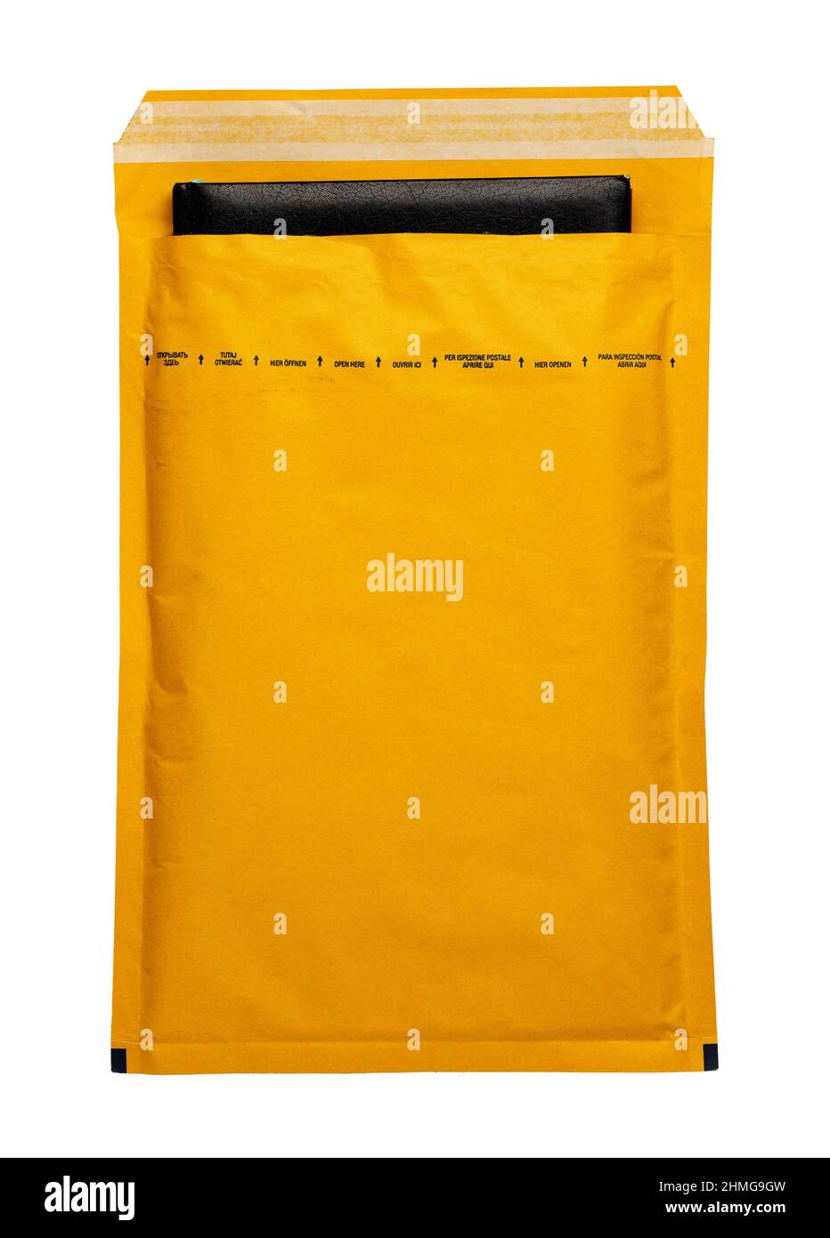 Brown envelope front and back isolated on white background. Letter top ...