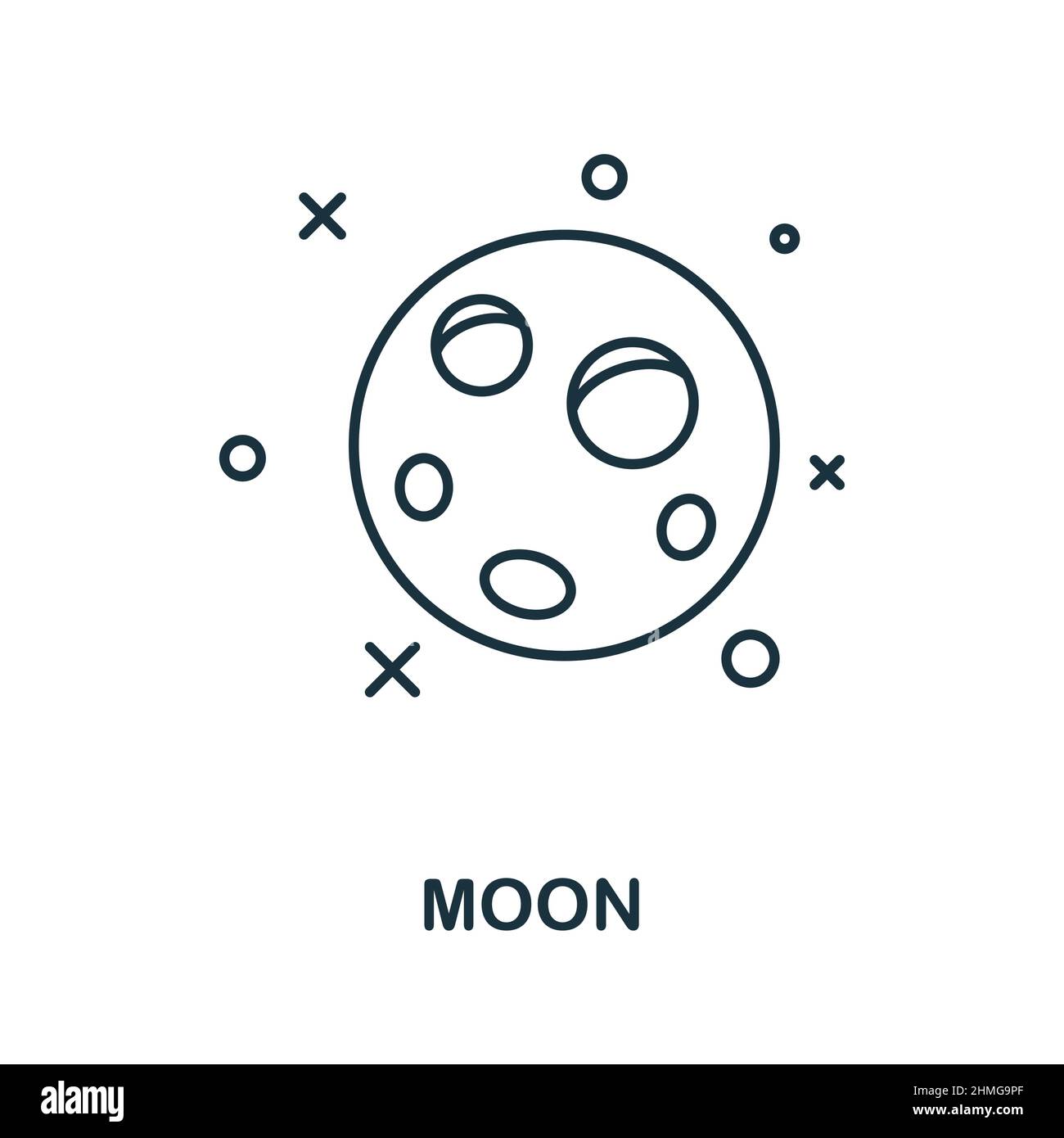 Moon icon. Line element from space collection. Linear Moon icon sign ...