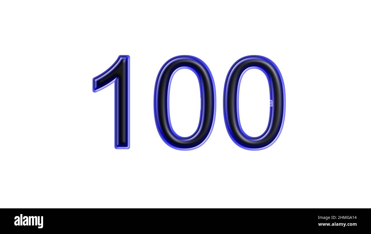 blue 100 number 3d effect white background Stock Photo - Alamy