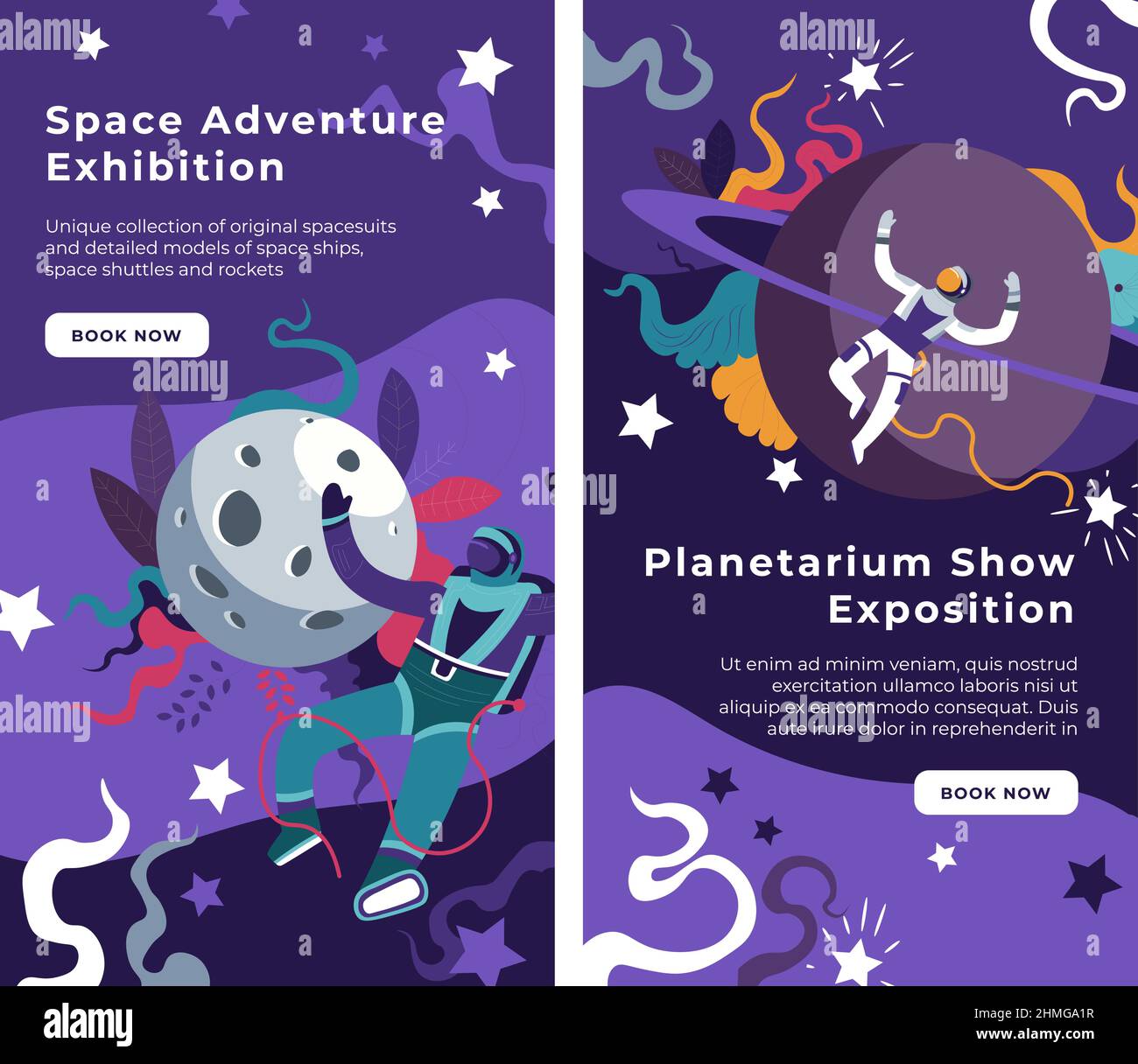 Space adventure exhibition planetarium show vector Stock Vector Image ...