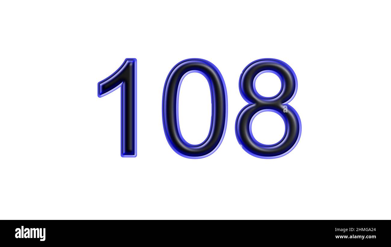 blue 108 number 3d effect white background Stock Photo - Alamy