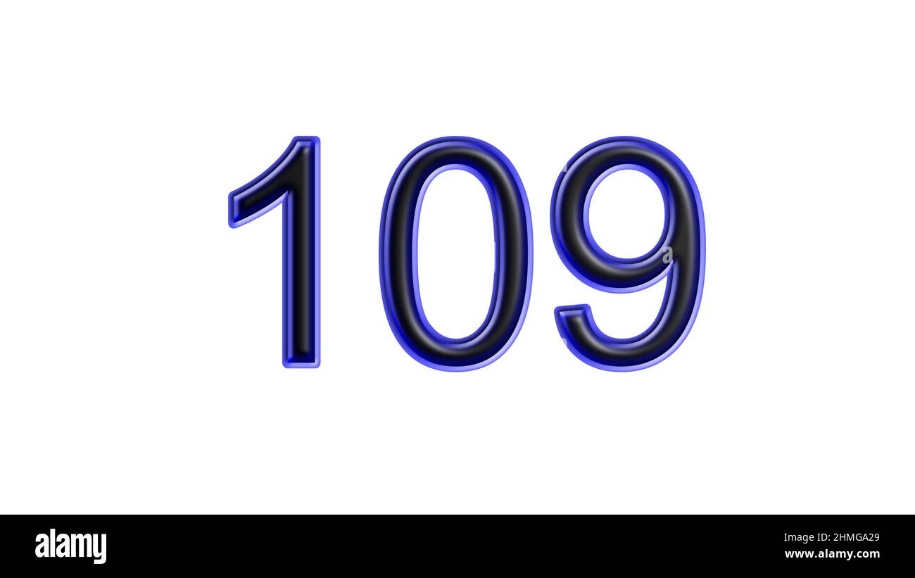 blue 109 number 3d effect white background Stock Photo - Alamy