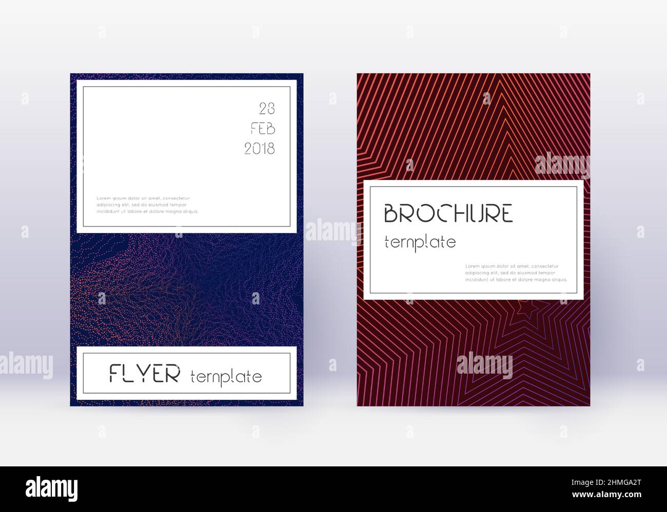 Stylish cover design template set. Violet abstract lines on dark ...