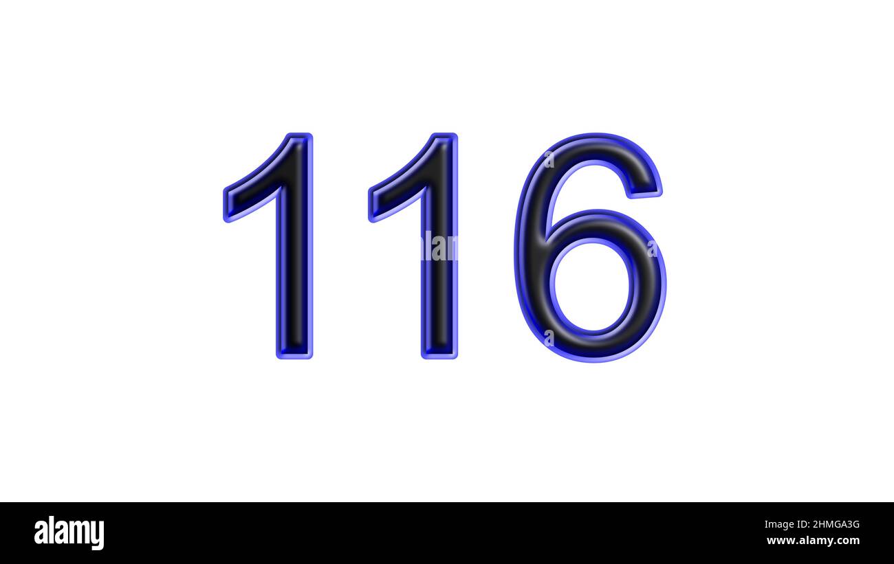 blue 116 number 3d effect white background Stock Photo - Alamy