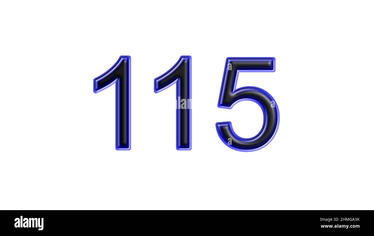 blue 115 number 3d effect white background Stock Photo - Alamy
