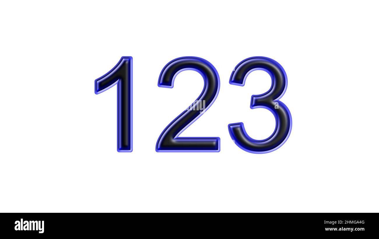 blue 123 number 3d effect white background Stock Photo - Alamy