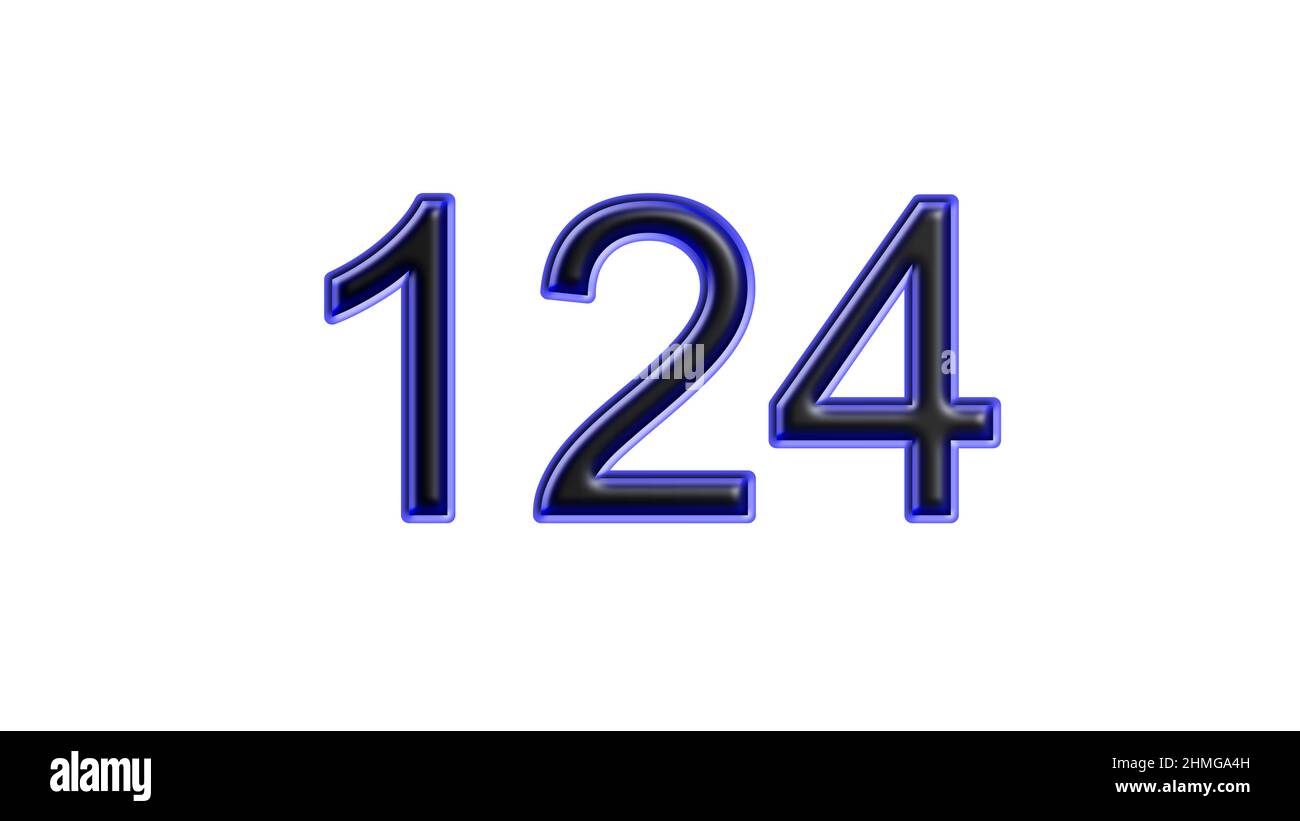 blue 124 number 3d effect white background Stock Photo - Alamy